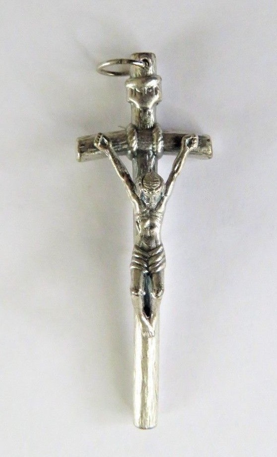 ITALY INRI Cross Crucifix Silver Tone Metal Pendant Italy 2.25" Long | eBay