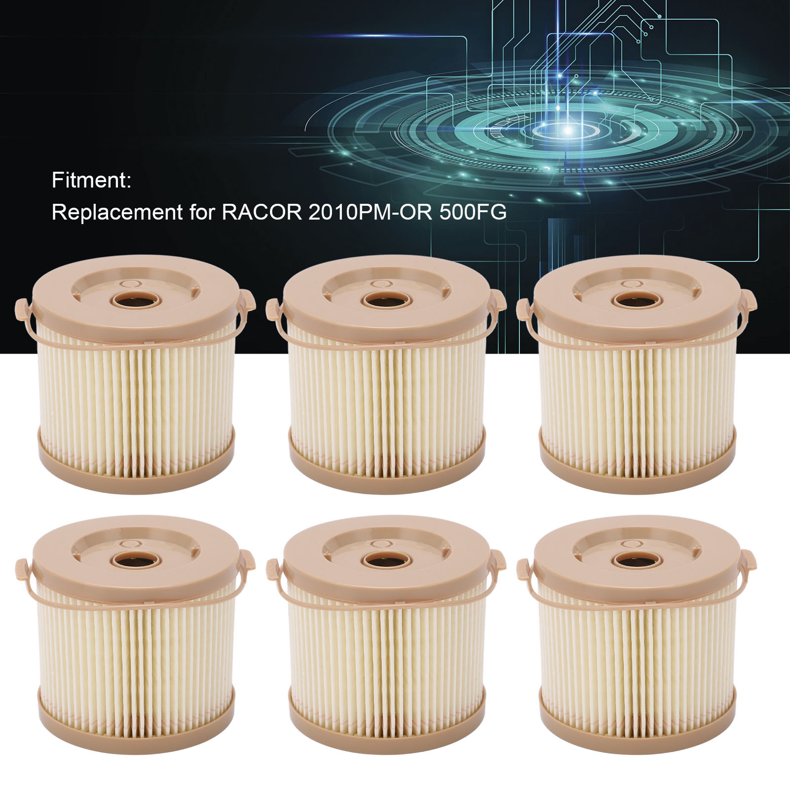6Pcs Fuel Filter Water Separator Oil Water Filter Kit for RACOR 2010PM ...