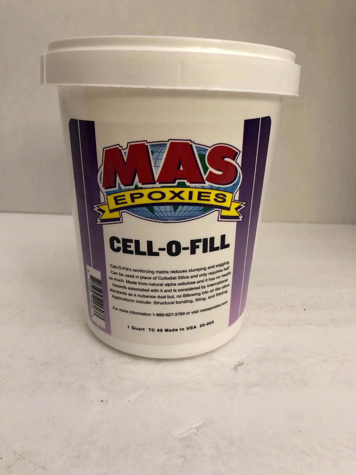 MAS Epoxies Cell-O-Fill 1 Quart Container-MADE IN USA-RARE-BRAND NEW ...