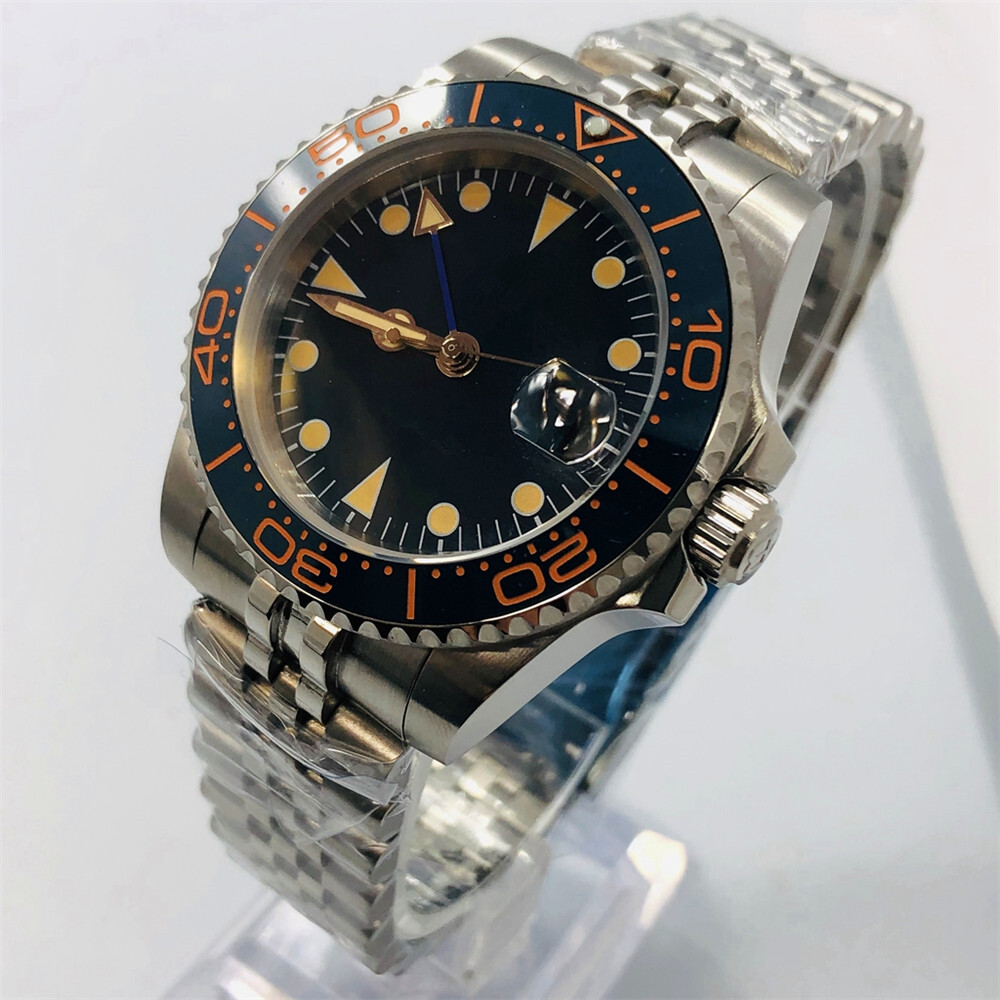 40mm sterile blue dial GMT Ceramic Bezel sapphire crystal automatic men ...