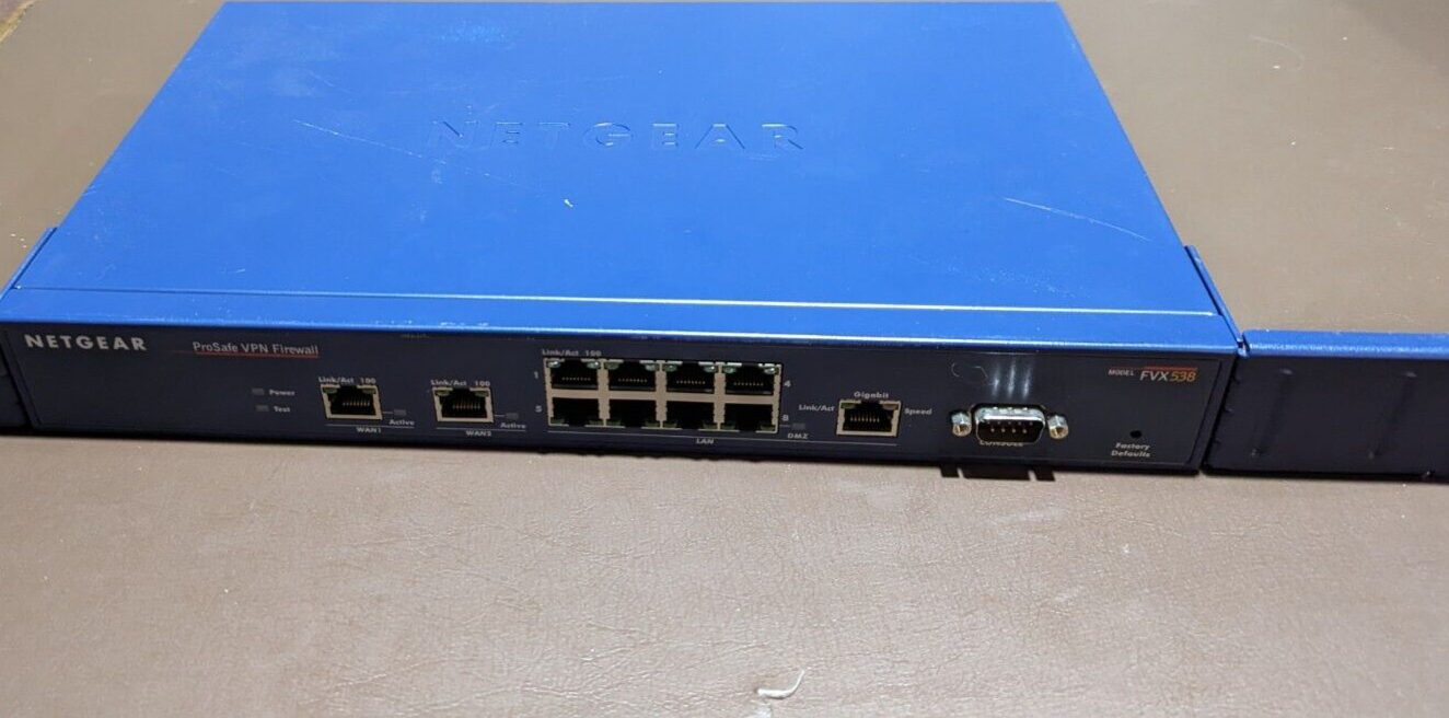 NETGEAR ProSafe FVX538 v2 VPN Firewall Dual Wan Switch 8 Ports 10/100 w ...