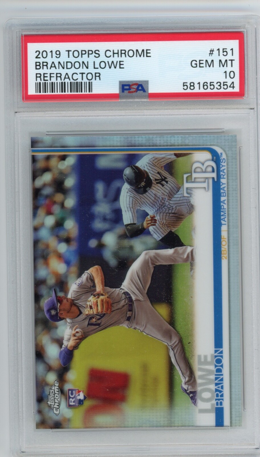 2019 Topps Chrome BRANDON LOWE Refractor Rookie Card RC Rays PSA 10 GEM ...