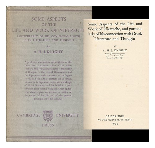 Knight, A. H.J.Alcuni Aspects Of The Life And Work Nietzsche ...