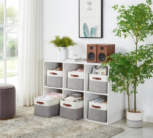 Storage Bins Fabric Storage Baskets for Shelves, Linen Closet ...