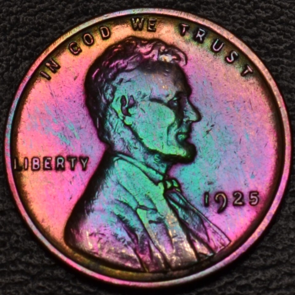 1925 Lincoln wheat cent penny, rainbow toning & high luster (54-80) | eBay
