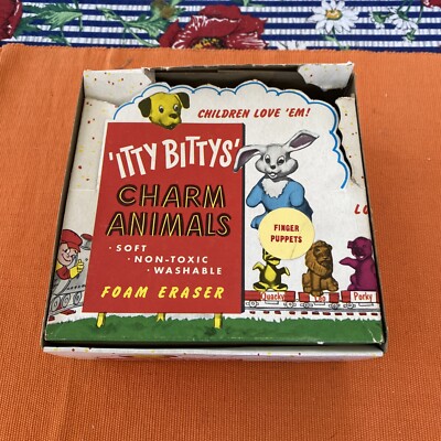 Itty Bittys Finger Puppet Animals Foam Erasers IN ORIG STORE DISPLAY ...
