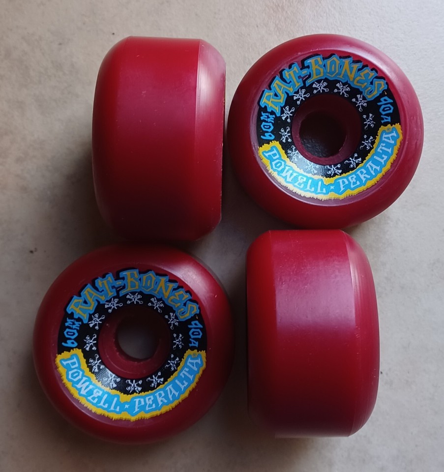 4 NOS Cherry Red Powell Peralta Rat Bones Vintage Skateboard Wheels 60 ...