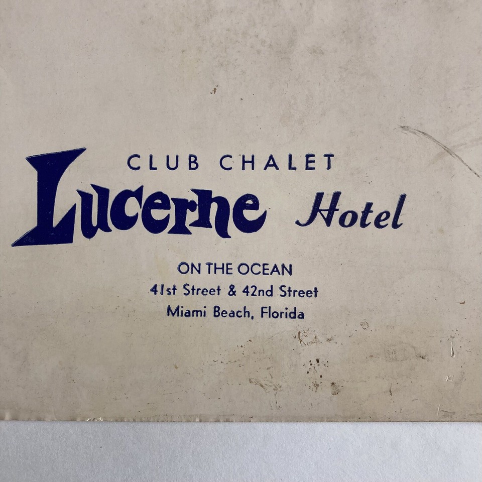 Vintage Couple Photo 1950s , Club Chalet Souvenir Lucerne Hotel MIAMI ...