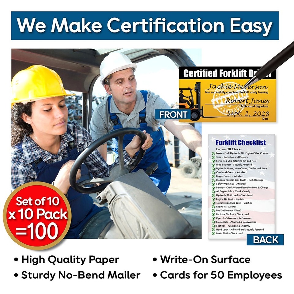 Forklift Certification Training Cards - Certified Forklift Driver Card ...