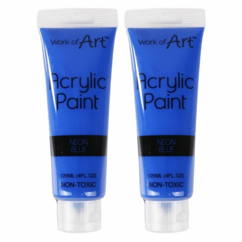 Set of 2 Neon Acrylic Paint 120ml Crafts Paper Canvas Rock Painting ...