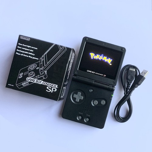 STUNNING ALL BLACK GAME BOY ADVANCE SP Backlit Backlight IPS LCD Screen ...