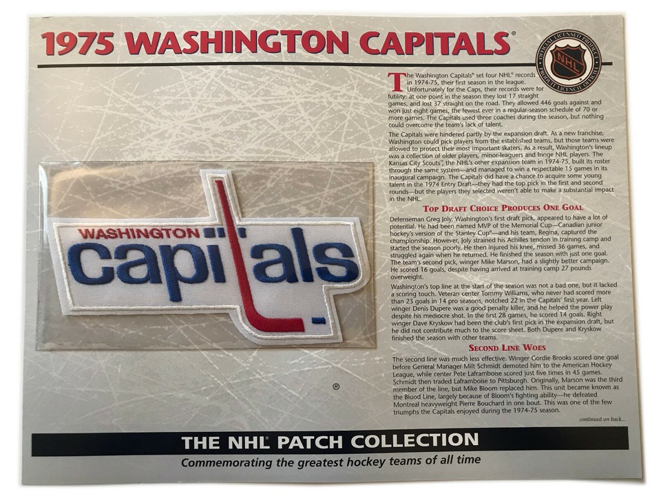 1975 WASHINGTON CAPITALS OFFICIAL NHL HOCKEY THROWBACK TEAM PATCH ...
