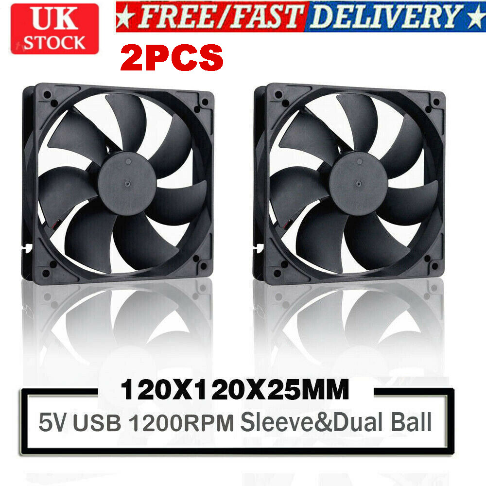 2PCS 12cm DC 5V USB Cooler Black Silent Cooling Fan For Desktop PC ...