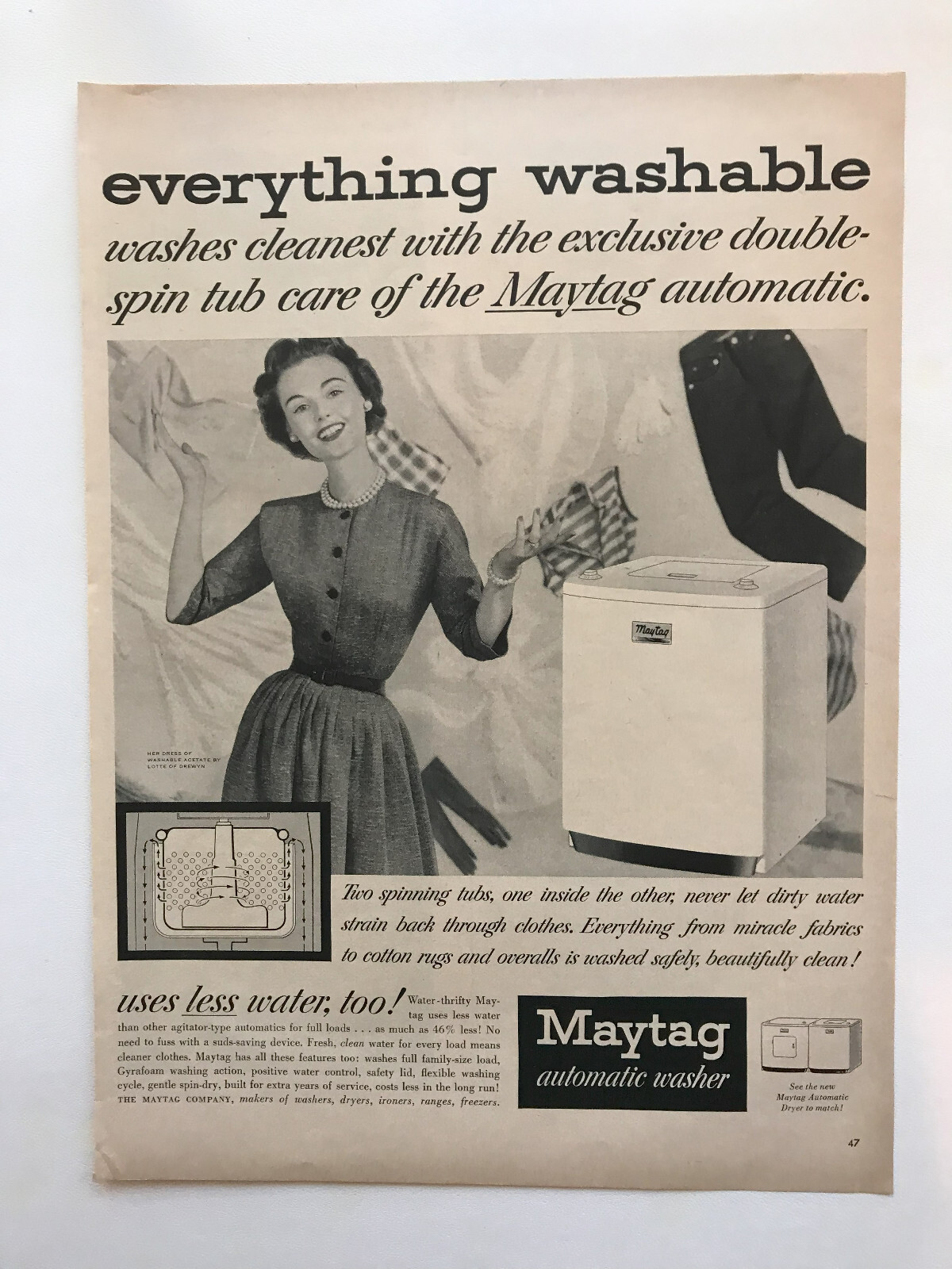 1953 Maytag Automatic Washer, Girard Perregaux Watches Vintage Print ...