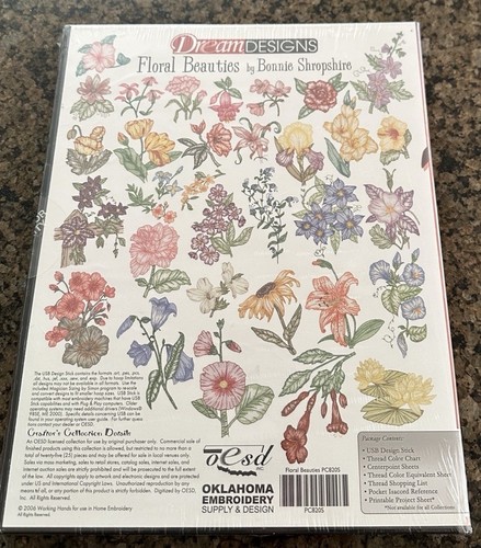 OESD Oklahoma FLORAL BEAUTIES Machine Embroidery USB Stick Dream ...