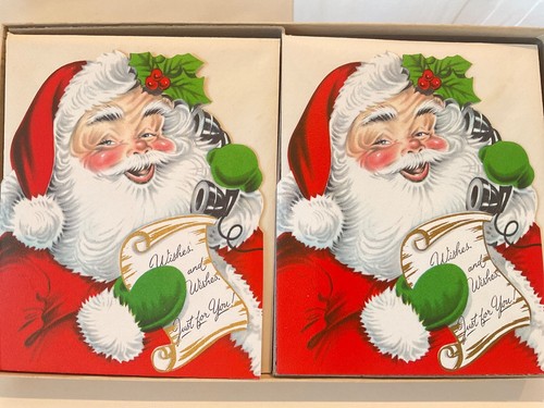Vintage Christmas Cards Boxed Unused 24 with Envelopes Santa Telephone ...