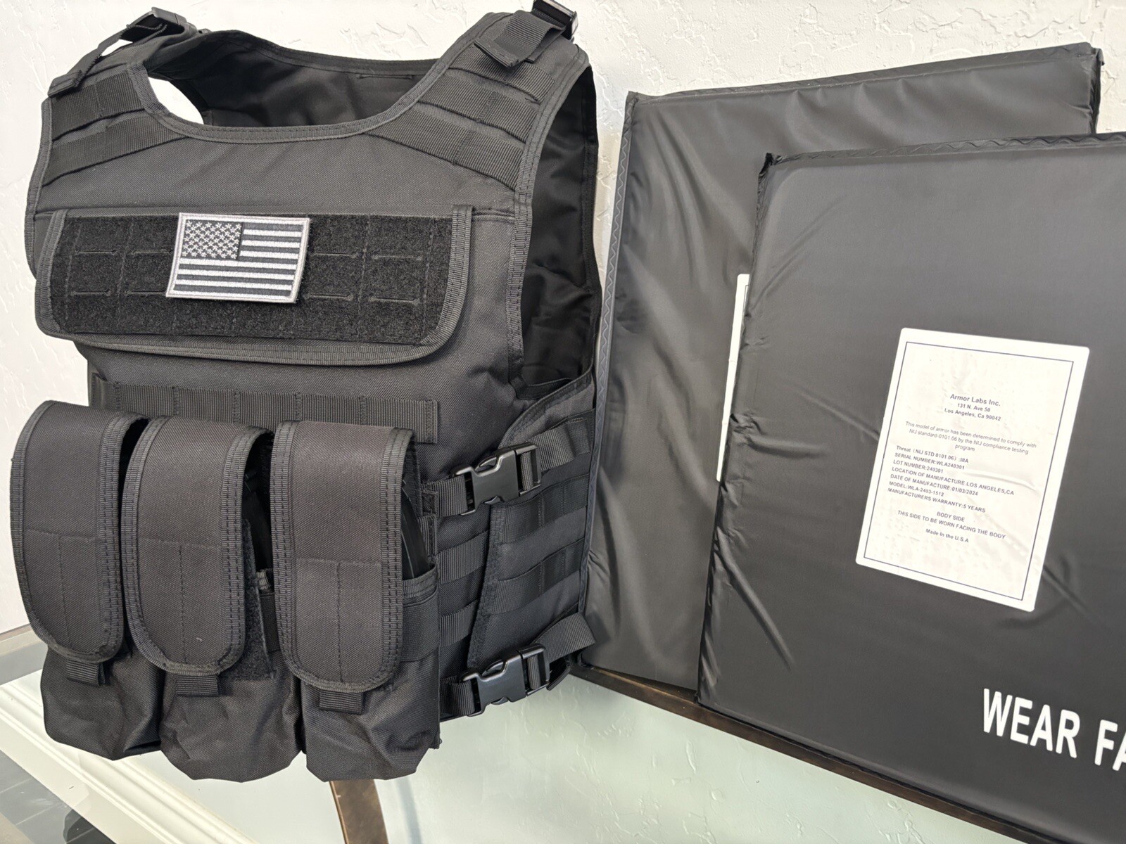 BULLETPROOF Carrier Vest Free Made With Kevlar Plates 3a M L Xl Xxl 3xl ...