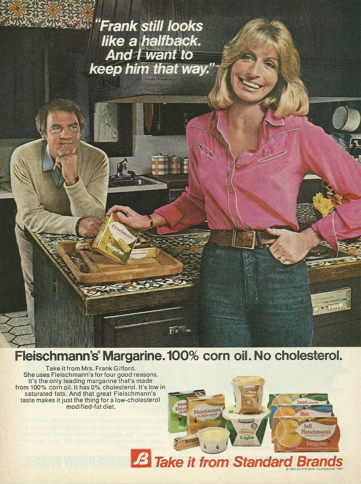 1981 Fleischmann's Margarine vintage print ad Frank Gifford 80's ...