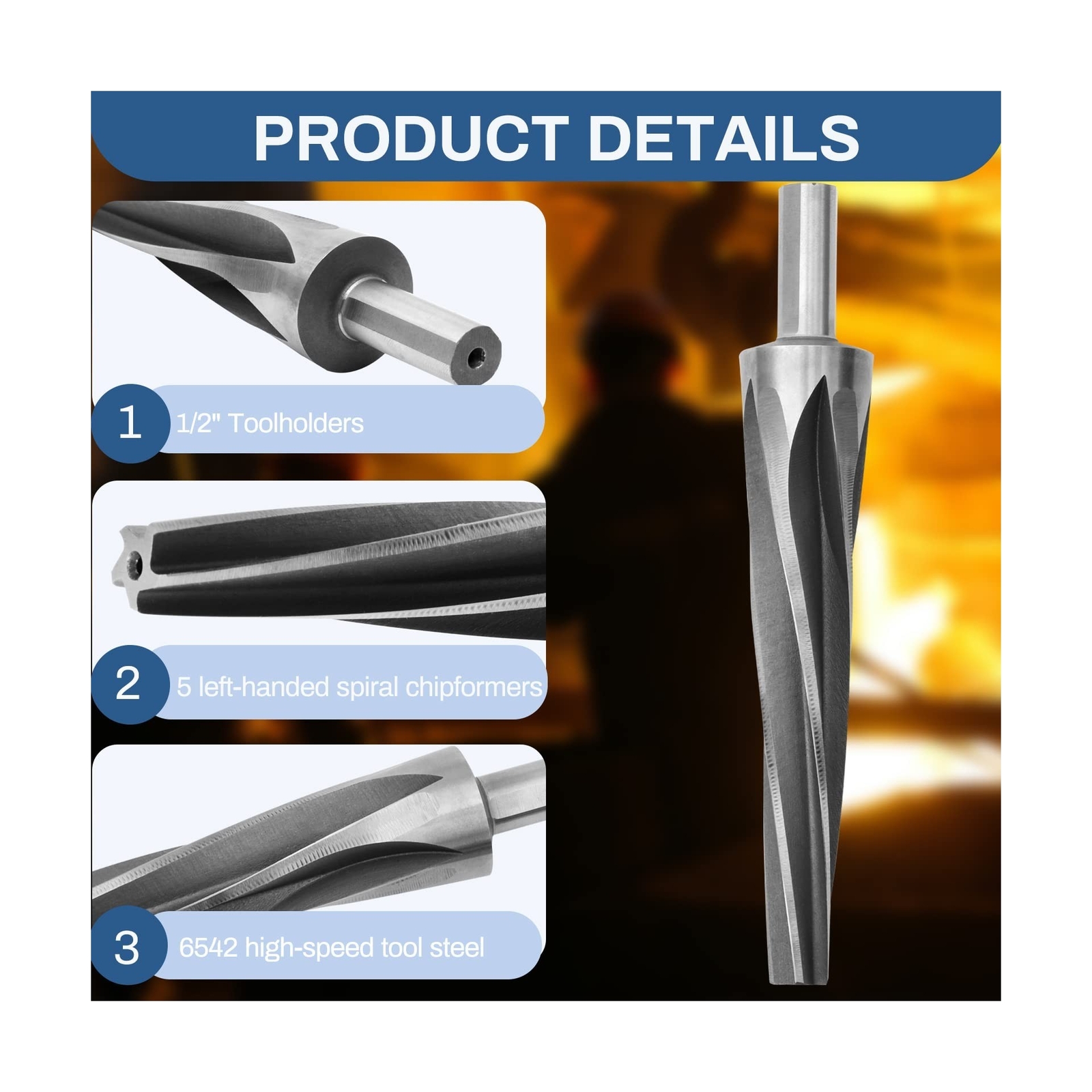 7 Degree Ball Joint Tapered Reamer,6542 High-Speed Tool Steel Tapered ...