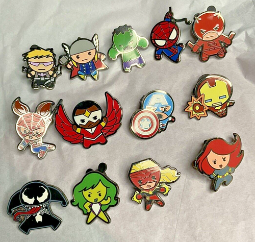 Disney Pins Marvel Kawaii Art COMPLETE SET of 14 AUTHENTIC | eBay