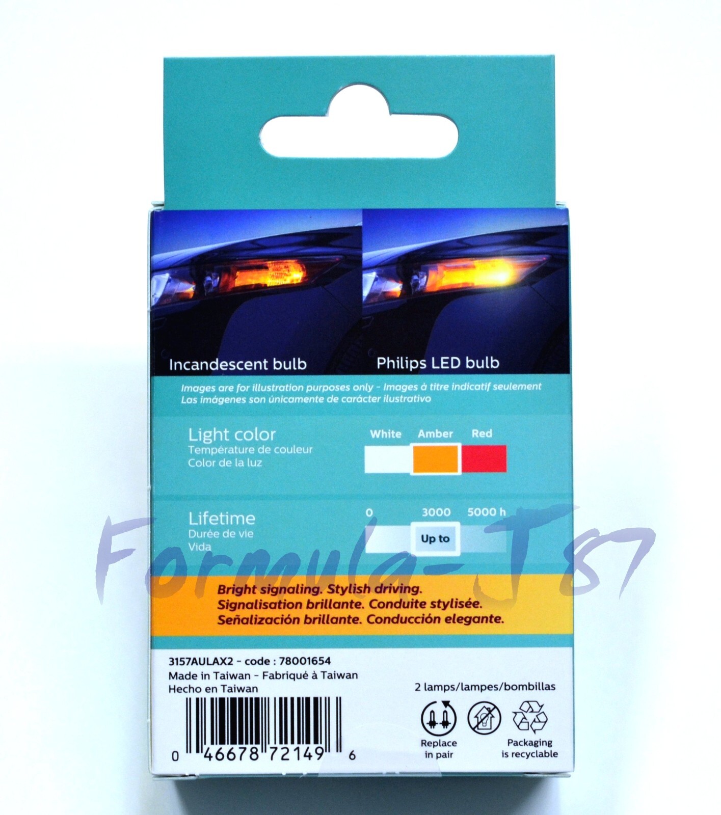 Philips Ultinon LED Light 4157 Amber Orange Two Bulbs DRL Daytime ...