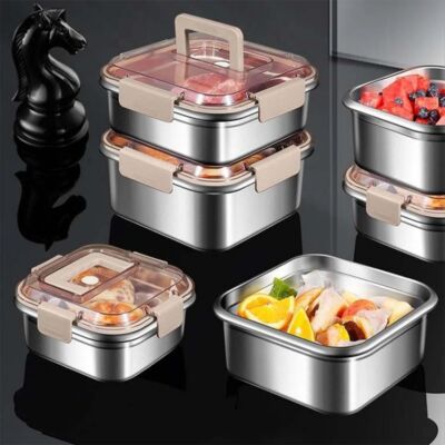 New Stainless Steel Square Food Storage Container with Leak Proof Lid ...