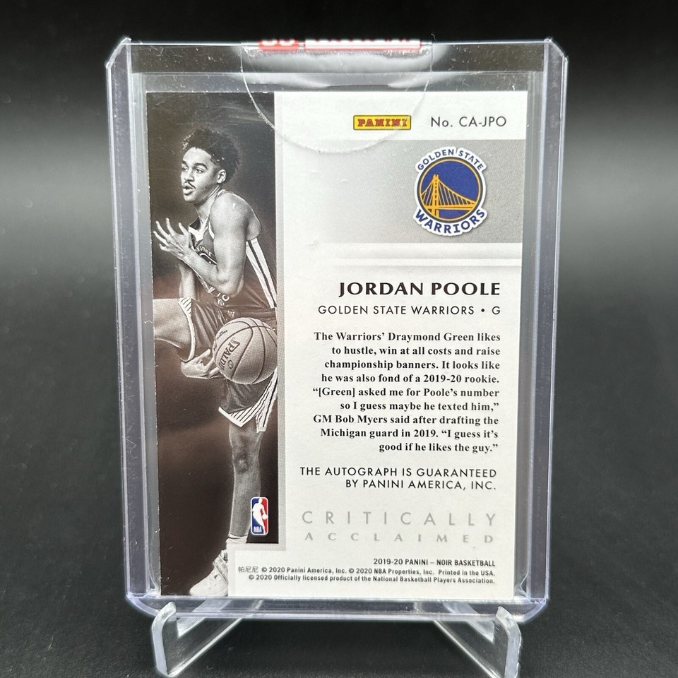 2019 Noir Jordan Poole Rookie On Card Auto Critically Acclaimed SEALED ...