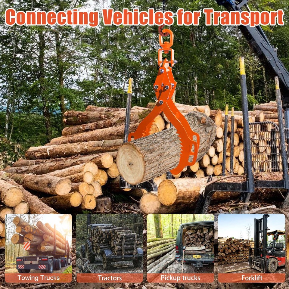 4 Claw Log Lifting Tongs Heavy Duty Steel Grapple Timber Claw Felling ...