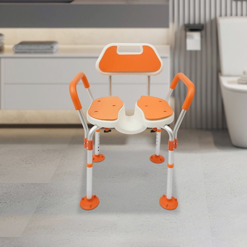 Height Adjustable Shower Chair with Backrest Armrests Bath Chair ...