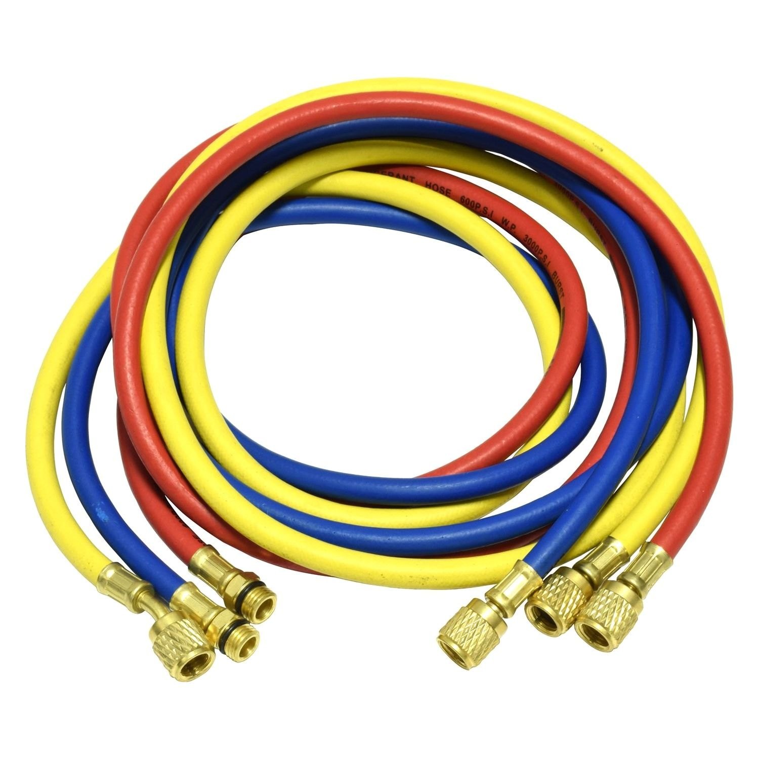 3-piece 72" R-134a A/C Charging Hose Set w Male 14 mm x 1/2" Acme ...