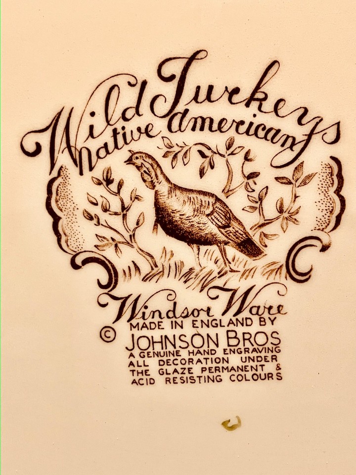 Vintage Turkey Platter Johnson Bros. Beautiful Wild Turkeys Cherry Mint ...