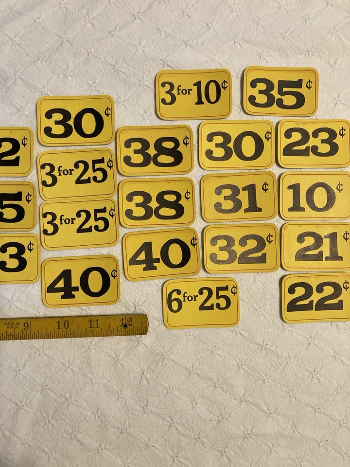 20 Vintage Price Tags Yellow & Red Old Stock Price Cards | eBay