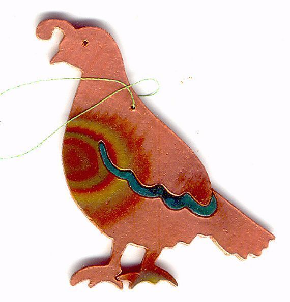 COPPERCUTTS Quail Ornament SouthWest Copper with Choice of Primary ...