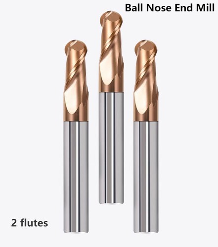 Diameter 6mm HRC55 Tungsten Carbide Ball Nose End Mill 2 Flute Milling ...
