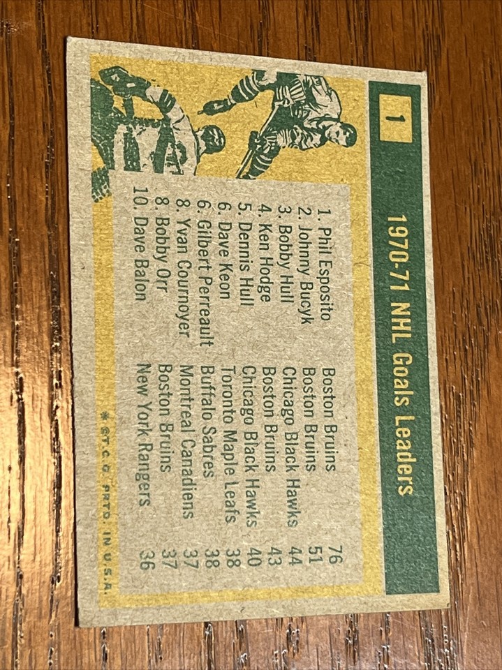 1971-72 TOPPS HOCKEY #1 NHL GOALS LEADERS EX+ | eBay
