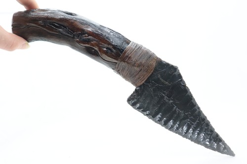 Flint Knapped Obsidian Knife Blade-Burnt Western Sagebrush Handle ...