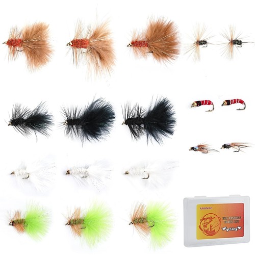 18 pcs Fly Fishing Flies Kit, Hand Tied Wet Woolly Bugger Fishing Fly ...
