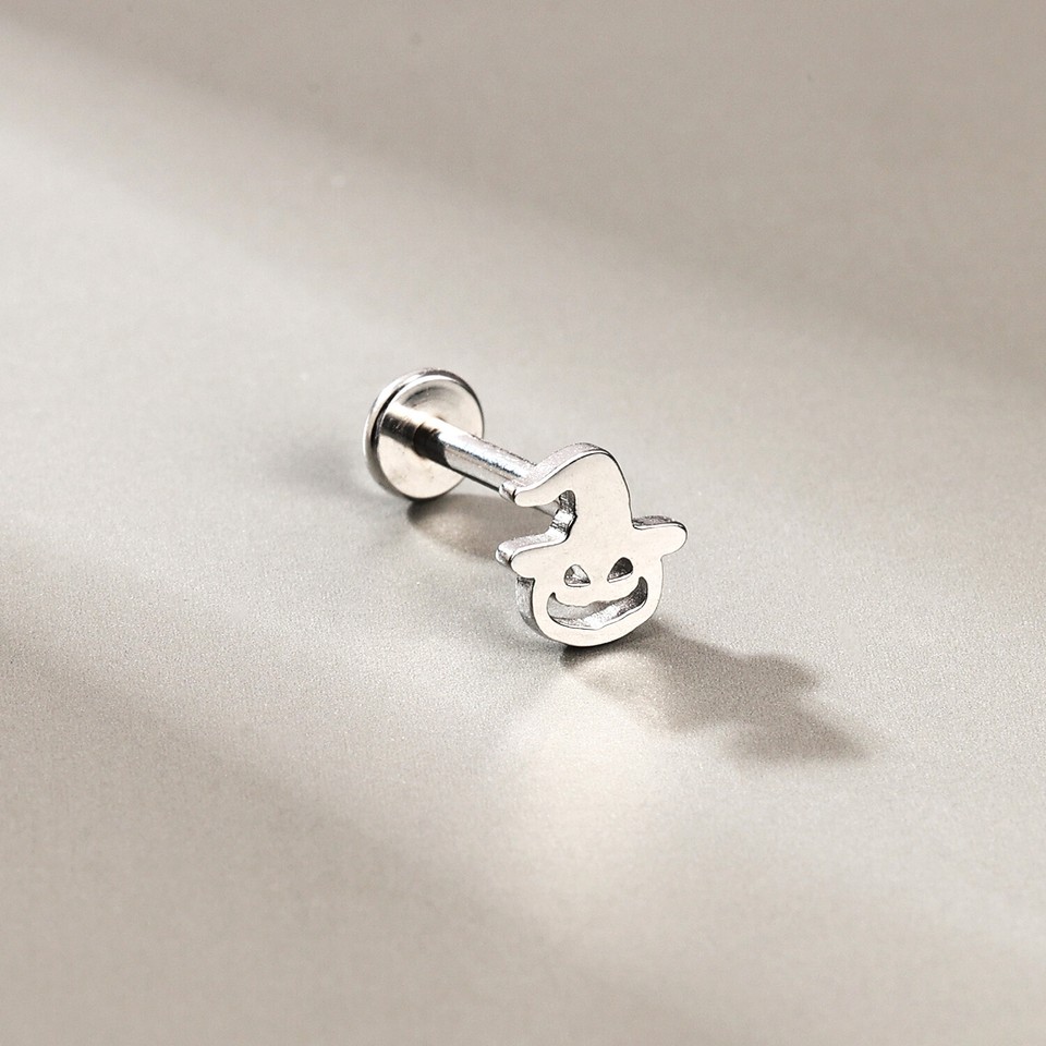 16g Stainless Steel Labret Lip Studs Ghost Tragus Piercing Halloween ...