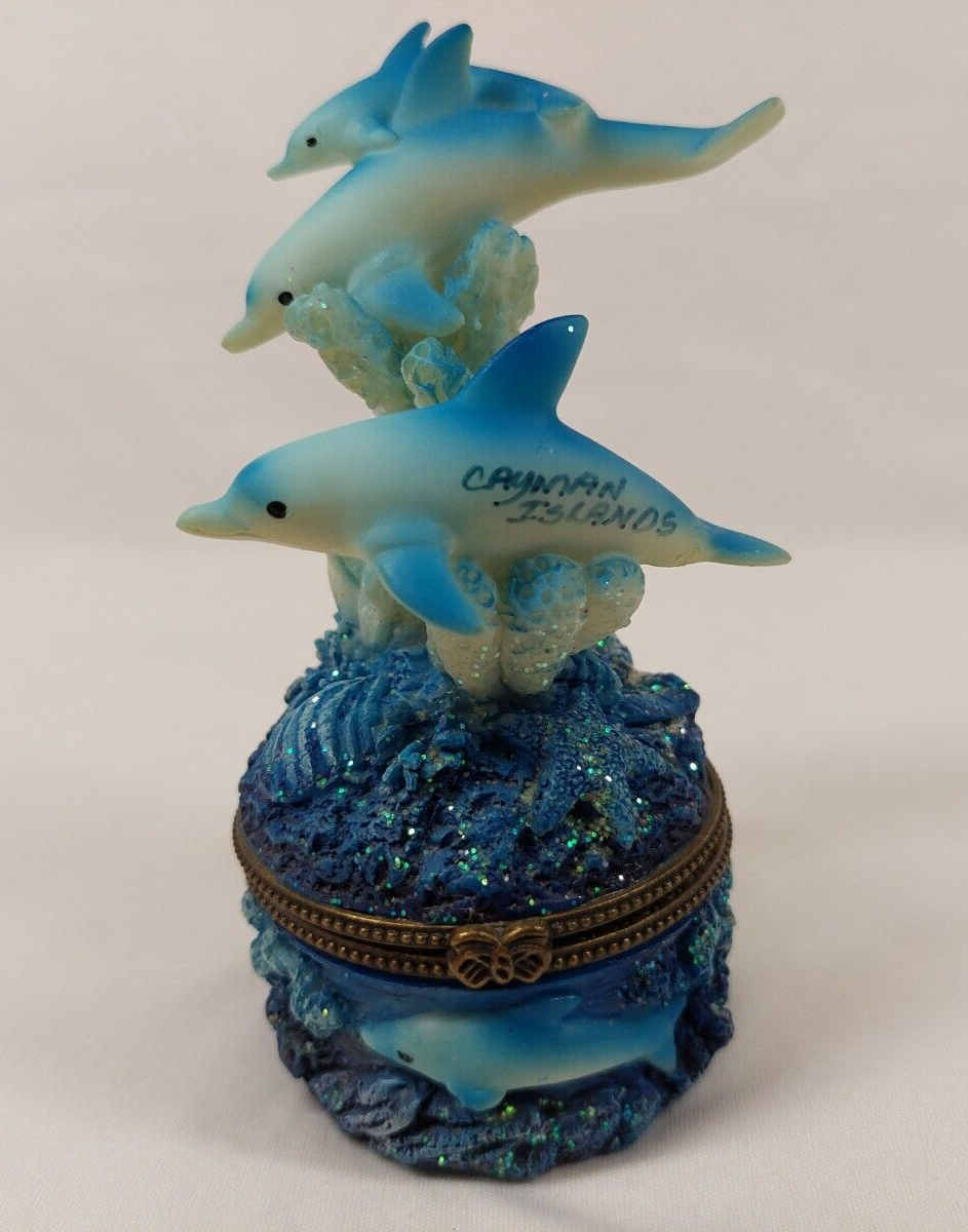 Dolphins Jewelry Trinket Box Mini Resin Waves Cayman Islands Vintage | eBay