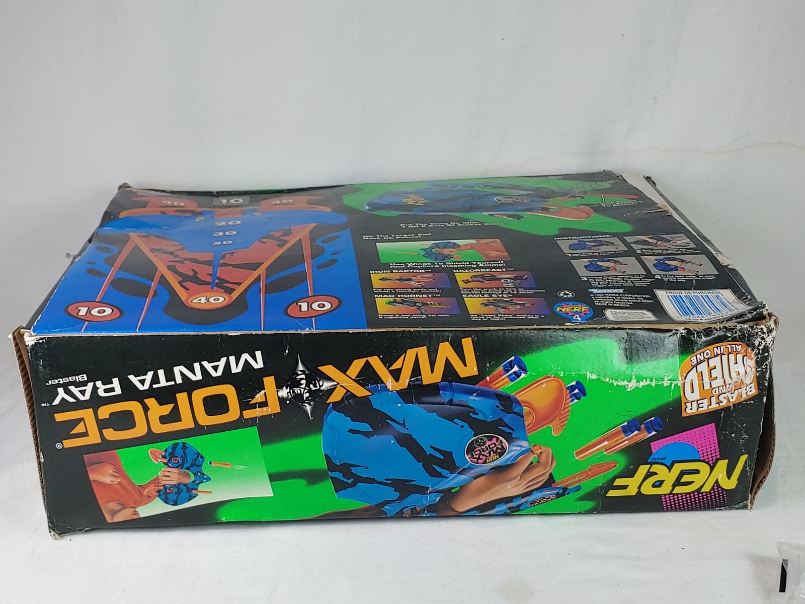 NERF Max Force Manta Ray Blaster With Stickers Papers Box Damaged 1995 ...