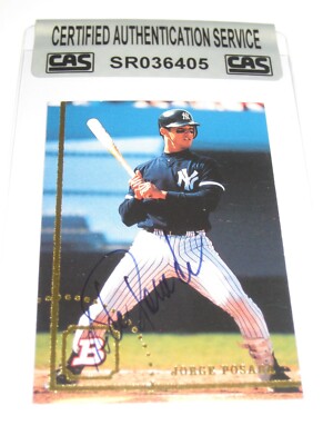 YANKEE LEGEND JORGE POSADA AUTOGRAPHED BASEBALL ROOKIE CARD CAS ...