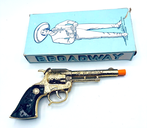 Hubley Like -Vintage Mexican Revolver Automatico Gold Plated Cap Gun C ...