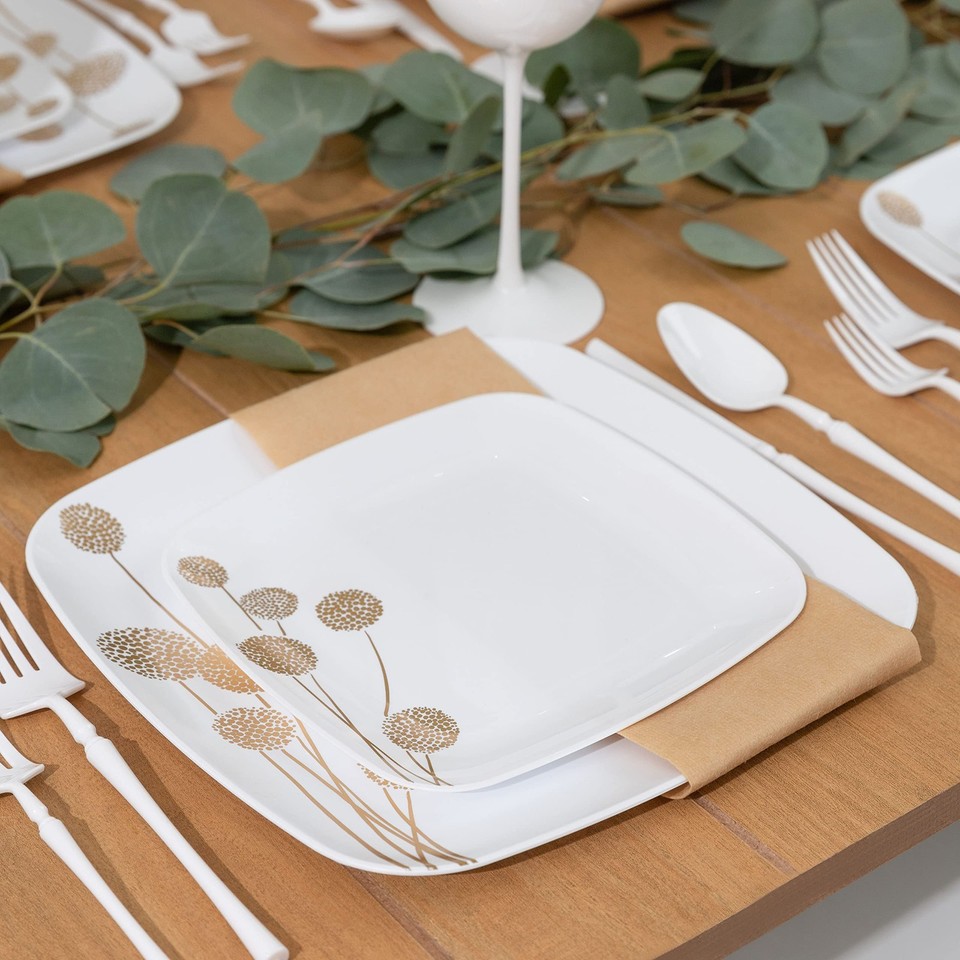 Square 128 Piece Combo Plates Set includes 64 x 7'' inch Salad Plates ...