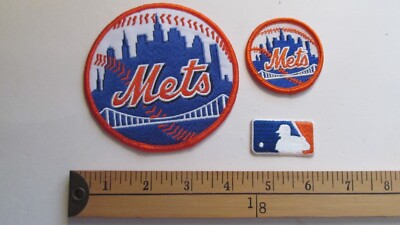* 3 RARE NY NEW YORK METS JERSEY PATCH CREST LOT MAJOR LEAGUE BASEBALL ...