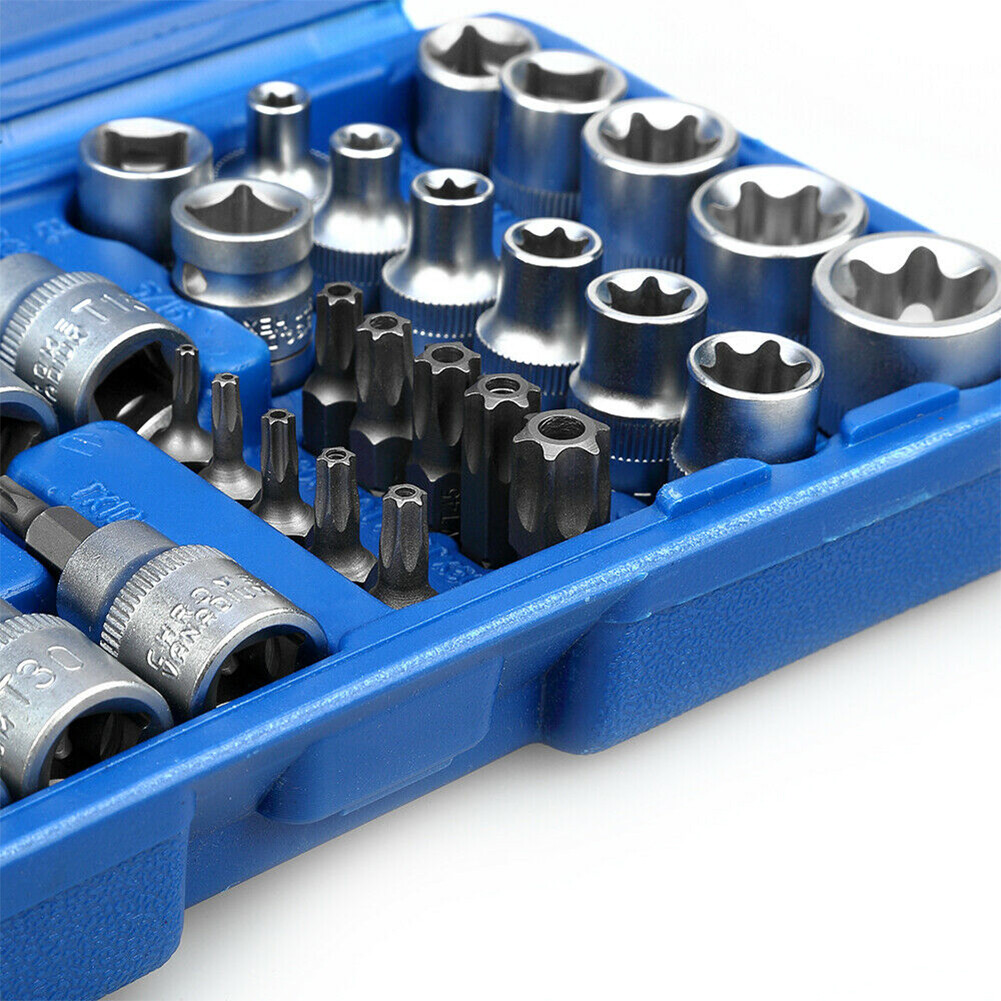34pcs 3/8" Drive Star & E Torx Bit Socket Set tool kit Torx Hex Bit ...