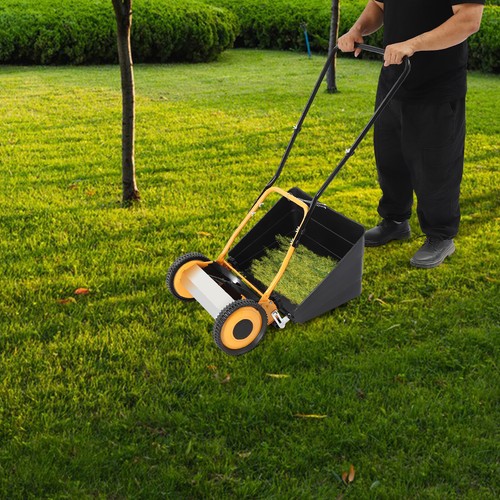 Hand Push Lawn Mower 14“ Cutting Width Adjustable Height W/ Grass ...
