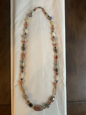 vintage agate bead necklace USSR Era | eBay