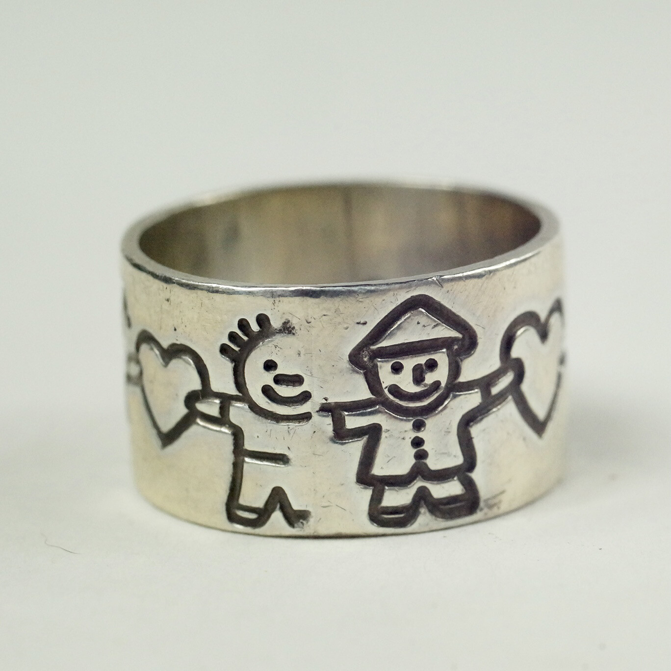 Sterling silver kids children hearts wide band ring size 7.5 EFS 925 | eBay