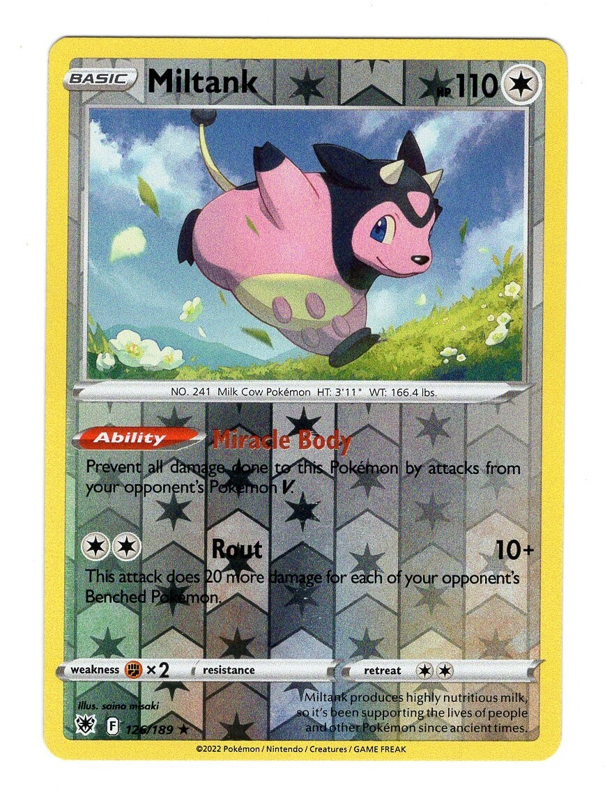Pokemon TCG Miltank SWSH Astral Radiance 126/189 Reverse Holo Rare Card ...