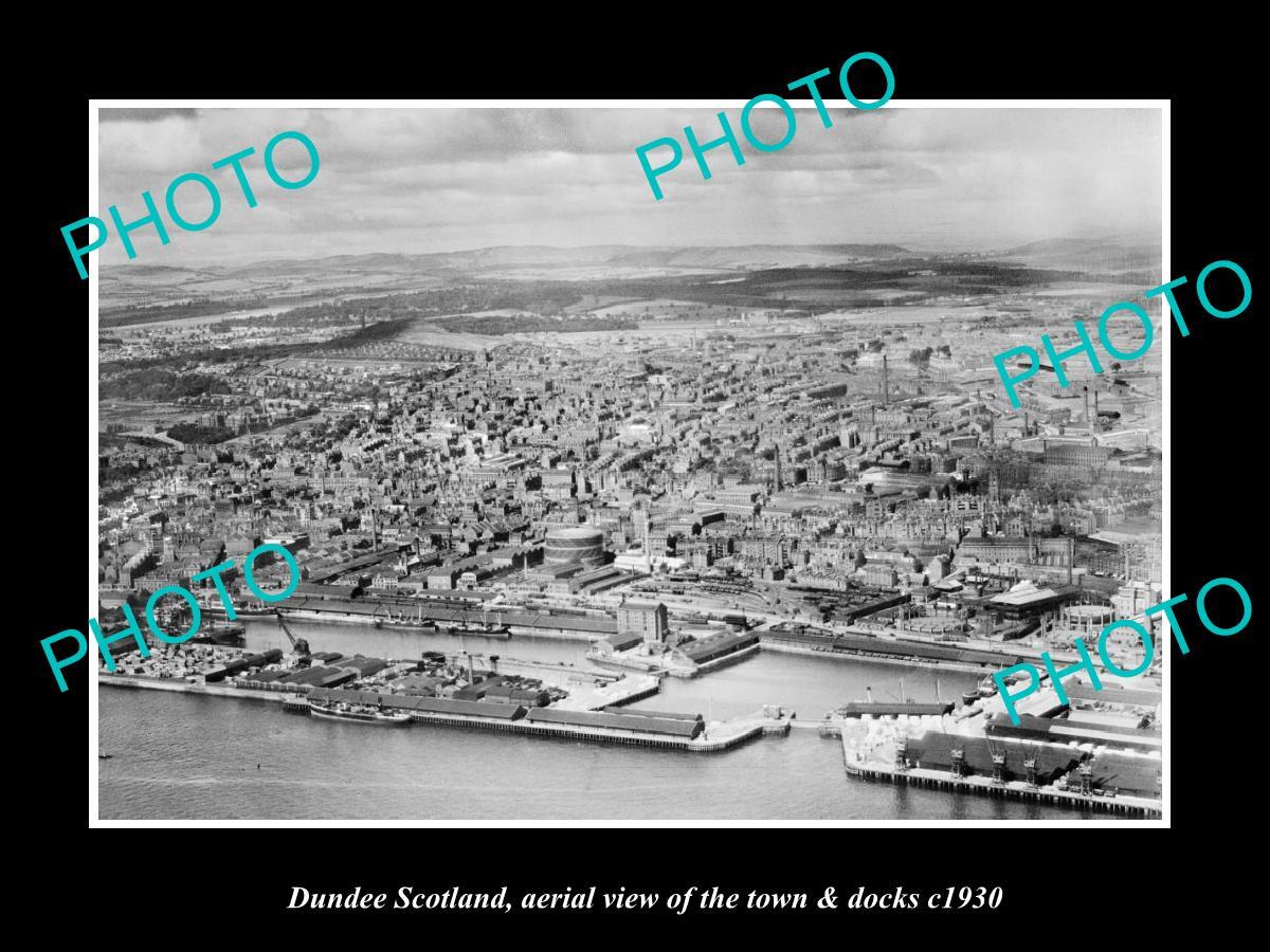 OLD LARGE HISTORIC PHOTO OF DUNDEE SCOTLAND AERIAL VIEW OF TOWN & DOCKS ...
